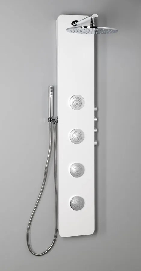 Polysan Sapho, SPIRIT ROUND termostatický sprchový panel nástěnný, 250x1550mm, bílá