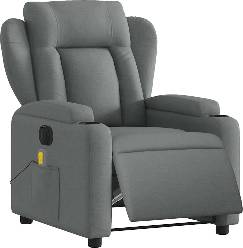 Elektrické masážní polohovací křeslo tmavě šedé textil 3204471