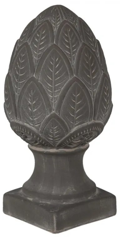 Šedá dekorace šiška na podstavci Pine M – 13x26 cm