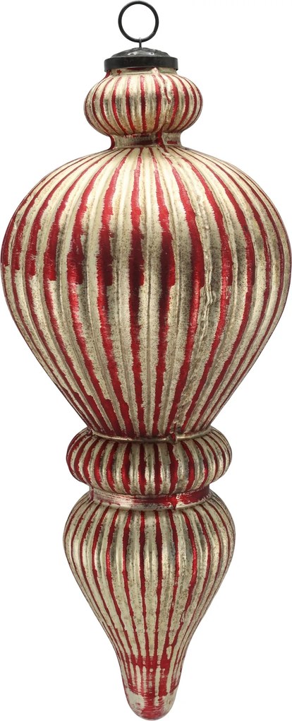 Vánoční veliká červená champagne skleněná ozdoba Ornament – Ø 17*42 cm