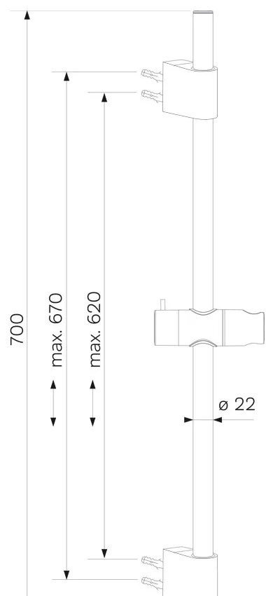 Mereo držák sprchy posuvný 700 mm nerez chrom CB931B