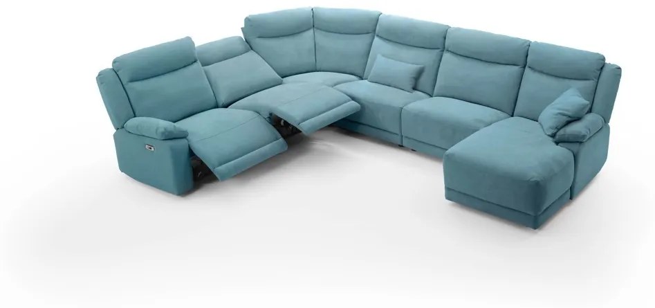 Pregio Italia sofa&relax Velká sedací souprava Comfort Provedení: 2 místná + lehátko, Vzorník látek: tekno fibra 18 avio blue