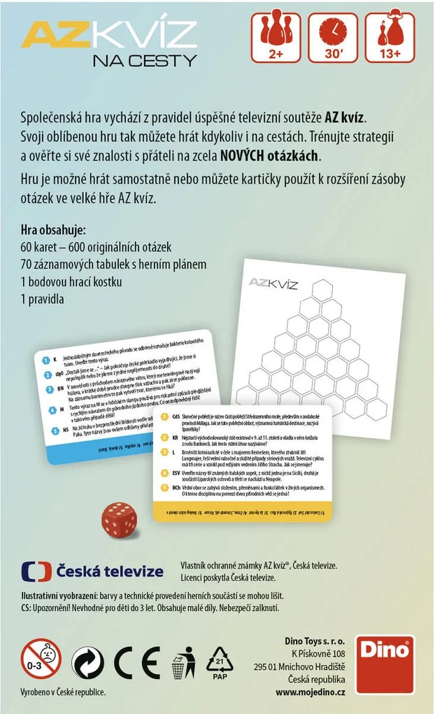 DINO Hra AZ KVÍZ Na cesty Nové otázky 600 otázek *SPOLEČENSKÉ HRY* dn622654