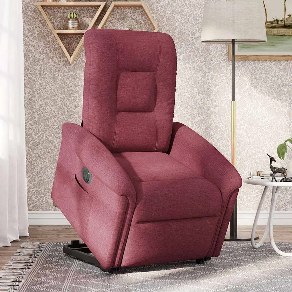 Elektrické zvedací polohovací křeslo vínové textil 3303277