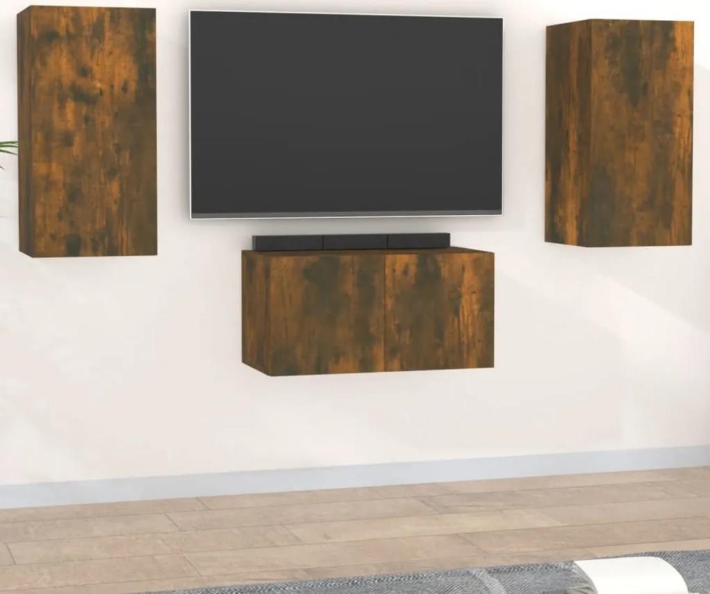 vidaXL 3dílný set TV skříněk dřevotříska [3078657] Barva: hnědý dub
