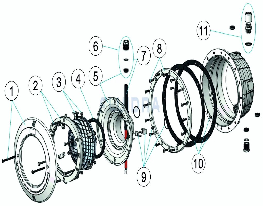 Astralpool Upevňovací klip a matka pro uchycení krytu světla VA, AstralPool, Led/300W