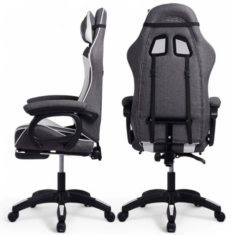 JAKS Herní židle šedá látka LevelUp