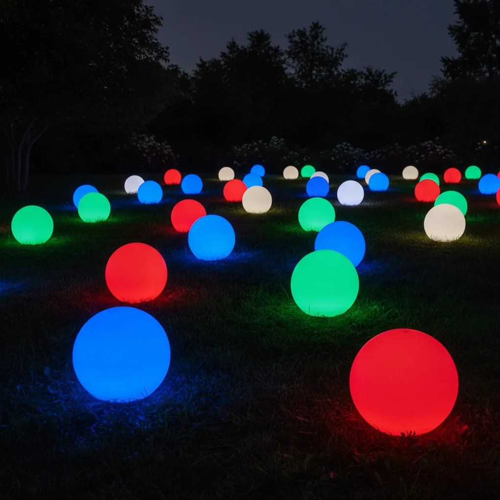 Svítící LED koule 50 cm – 18 RGB + 12 bílé