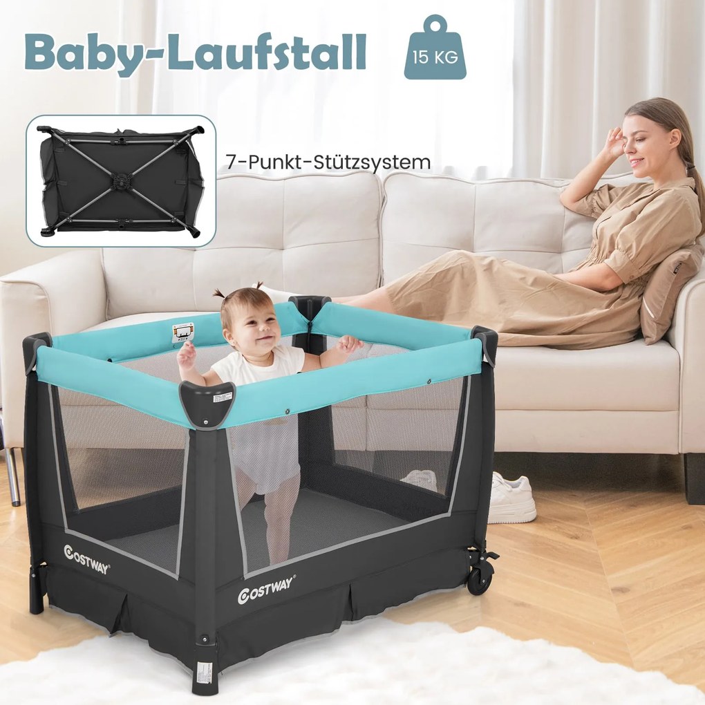 Costway 5 in 1 Skládací dětská postýlka s odnímatelnou korbičkou
