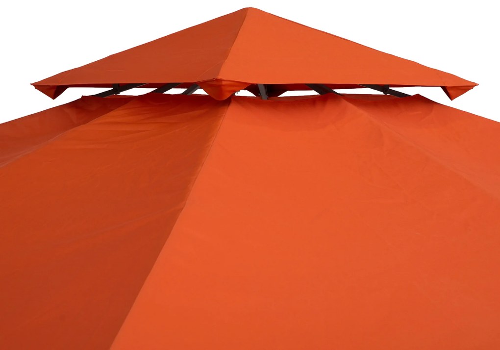 Outsunny náhradní střecha pro kovový altán 3x3m zahradní altán rezavě červený polyester, odolný proti povětrnostním vlivům
