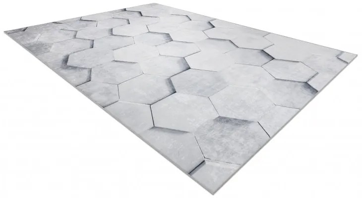 Dywany Łuszczów, Kusový koberec ANDRE Hexagon 3D 1180, 120x170, šedá, chodba / předsíň