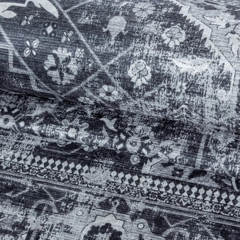 Ayyildiz, Kusový koberec Fiesta 4301 black, 80x250, černobílá, chodba / předsíň