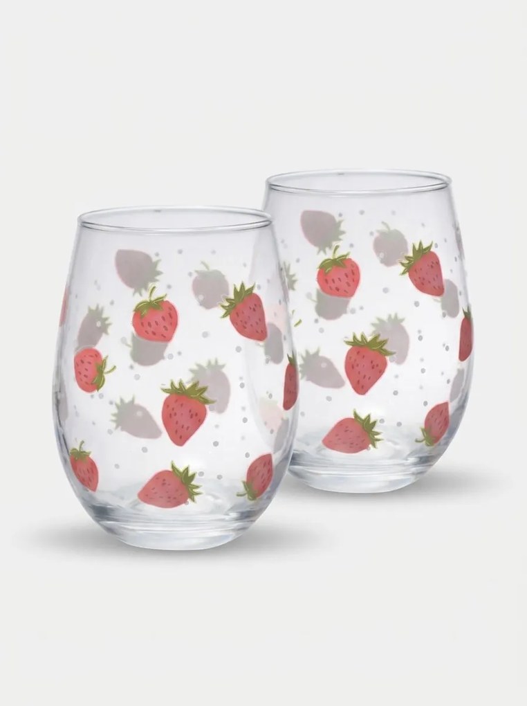 Sinsay - Sklenice s motivem jahod 2 pack - červená