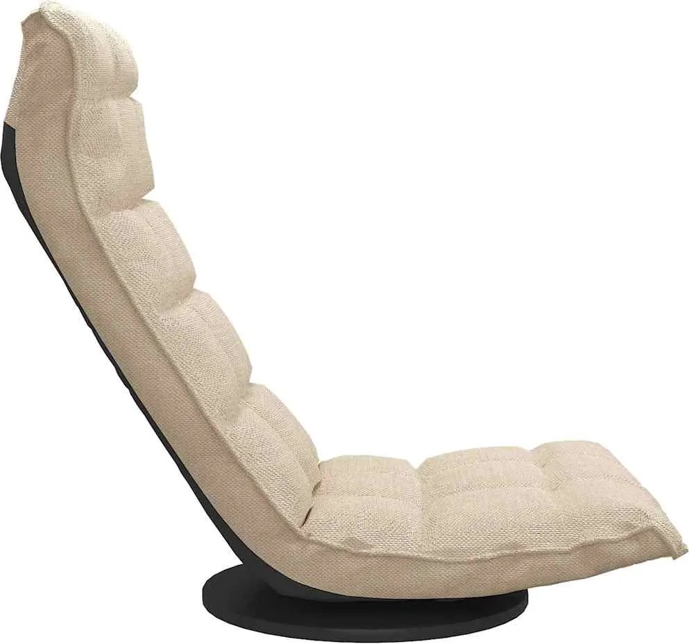 Otočná lenoška na podlahu krémová textil 336576