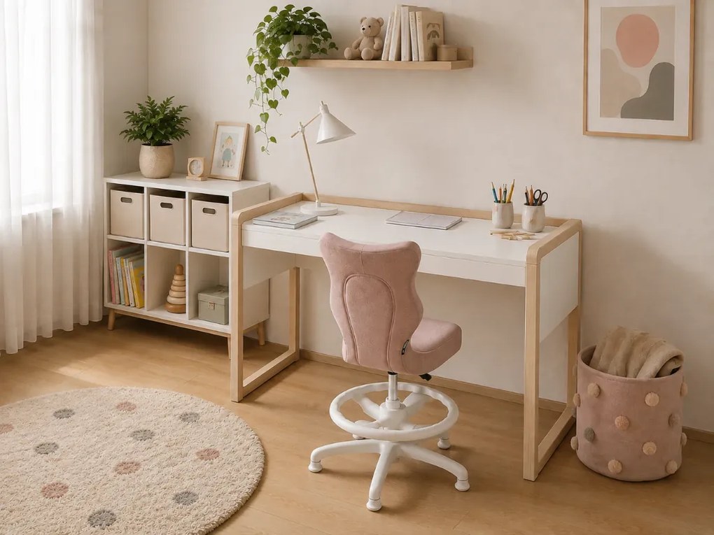 Benlemi Dětský rostoucí stůl STOLLY se dvěma výškami stolu + ergonomická židle STARORŮŽOVÁ Zvolte rozměr židle: dítě 133 - 159 cm (výška stolu 71 - 82 cm)