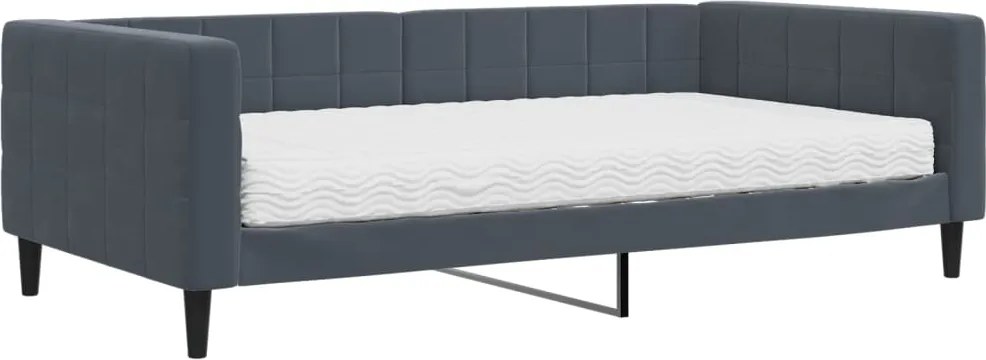 Válenda s matrací tmavě šedá 100 x 200 cm samet 3196675