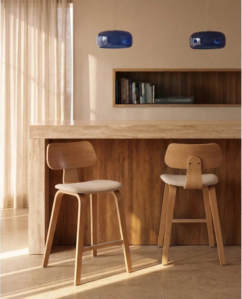 Tmavě modré LED závěsné svítidlo se skleněným stínidlem ø 38 cm Reig – Kave Home