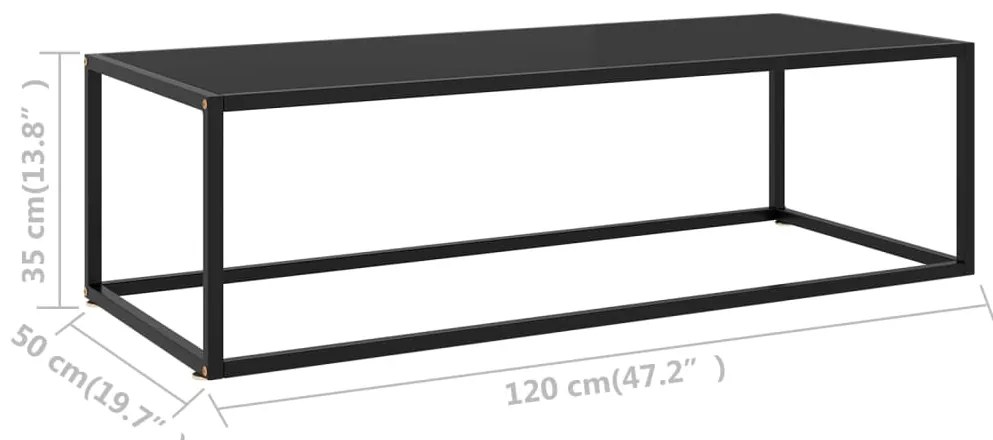 vidaXL Marketos Konferenční stolek černý s černým sklem 120 x 50 x 35 cm