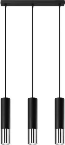 Lustr SOLLUX Loopez 3l GU10 3x40W bez zdroje SL.0942 černá/chrom
