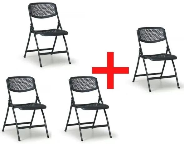 Skládací židle CLICK 3+1 ZDARMA, černá