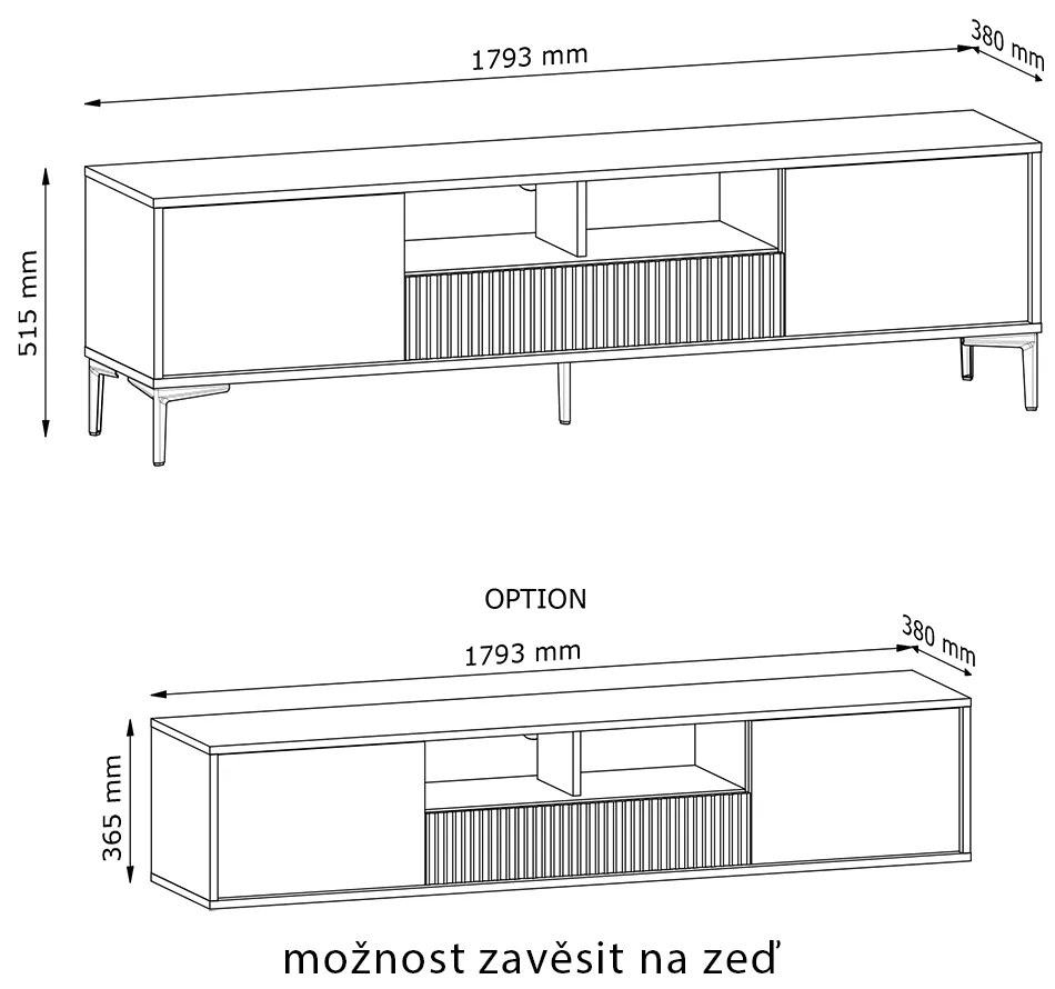 Obývací stěna UNO | 4 díly A | push-to-open | béžová | lamino o síle 18 mm