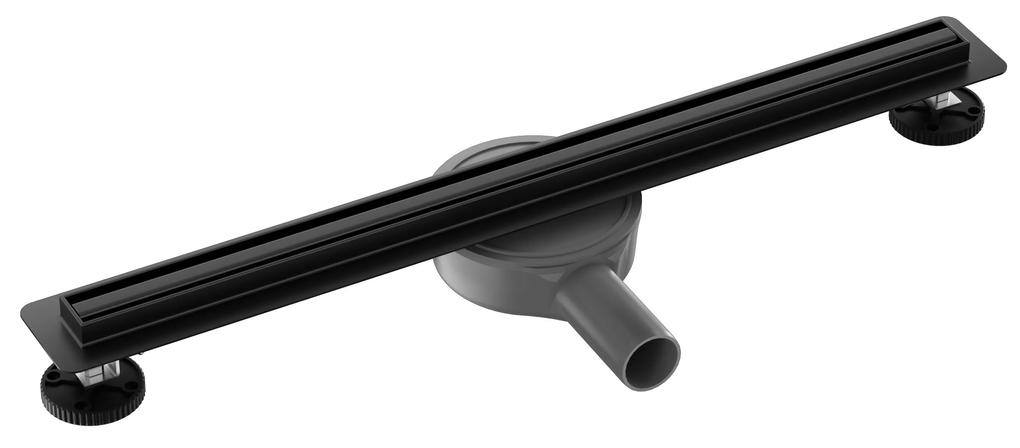 CERANO - Lineární odtokový žlab Slim, se sifonem, otočný 360° - černá matná - 110 cm