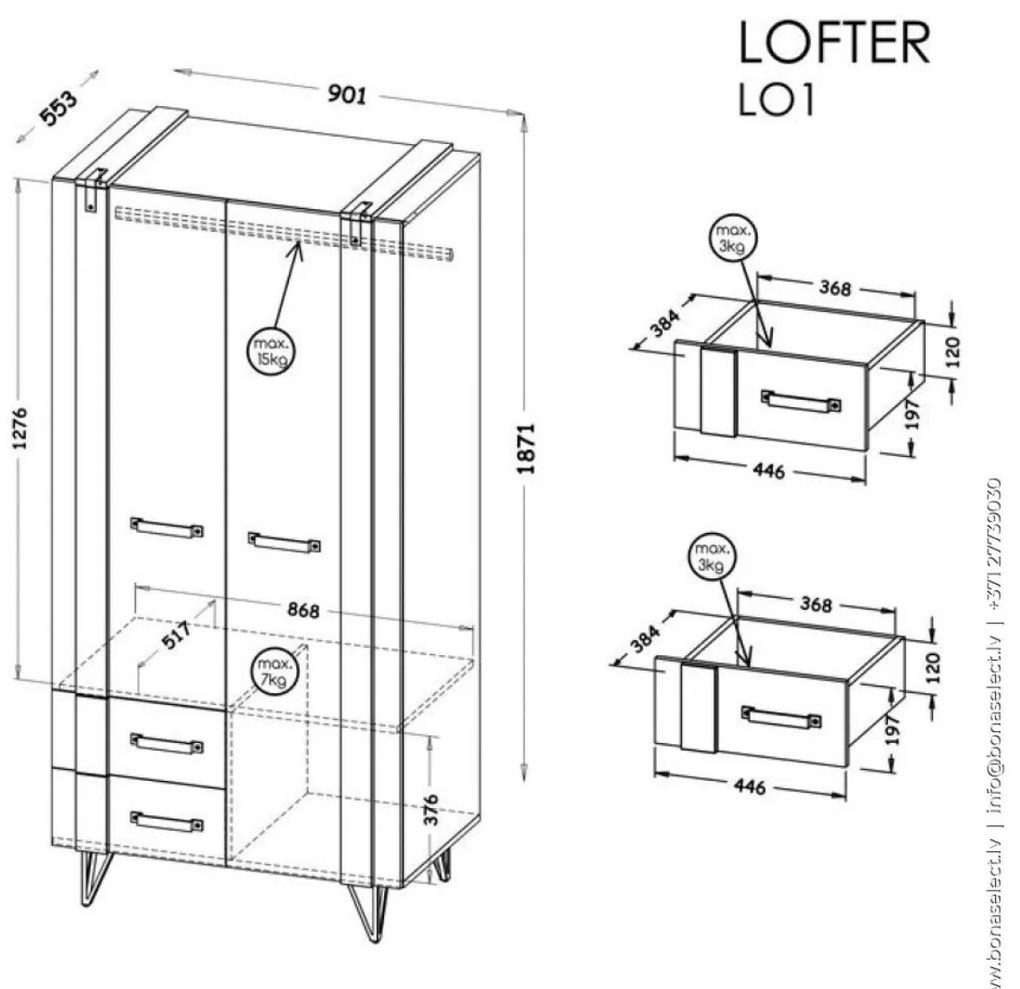 Dolmar Šatní skříň Lofter LO1