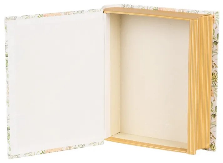 Bílý úložný box ve tvaru knihy s oranžovými květy – 17x14x5 cm