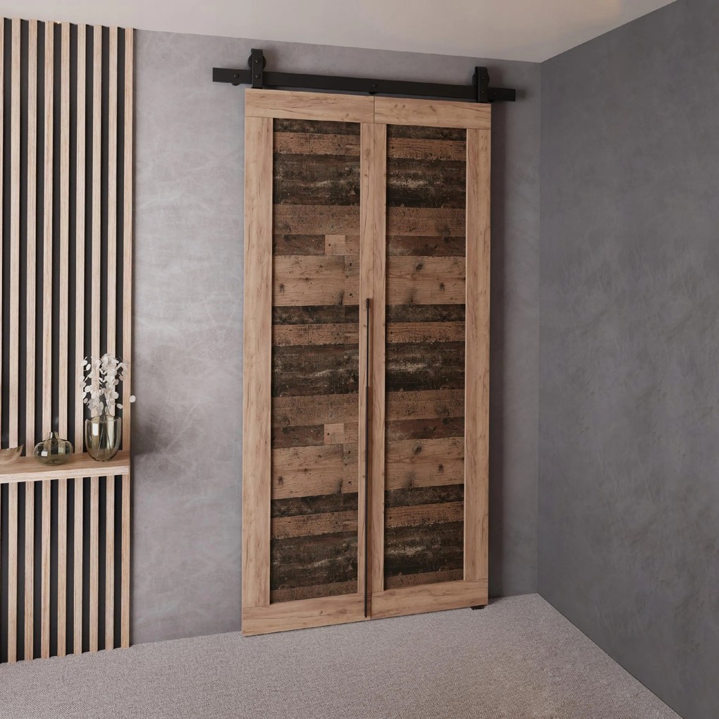 Skládací posuvné dveře QUDIO M1 dub Craft zlatý + Old Style 80
