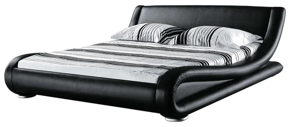 Černá kožená postel 180x200 cm - AVIGNON