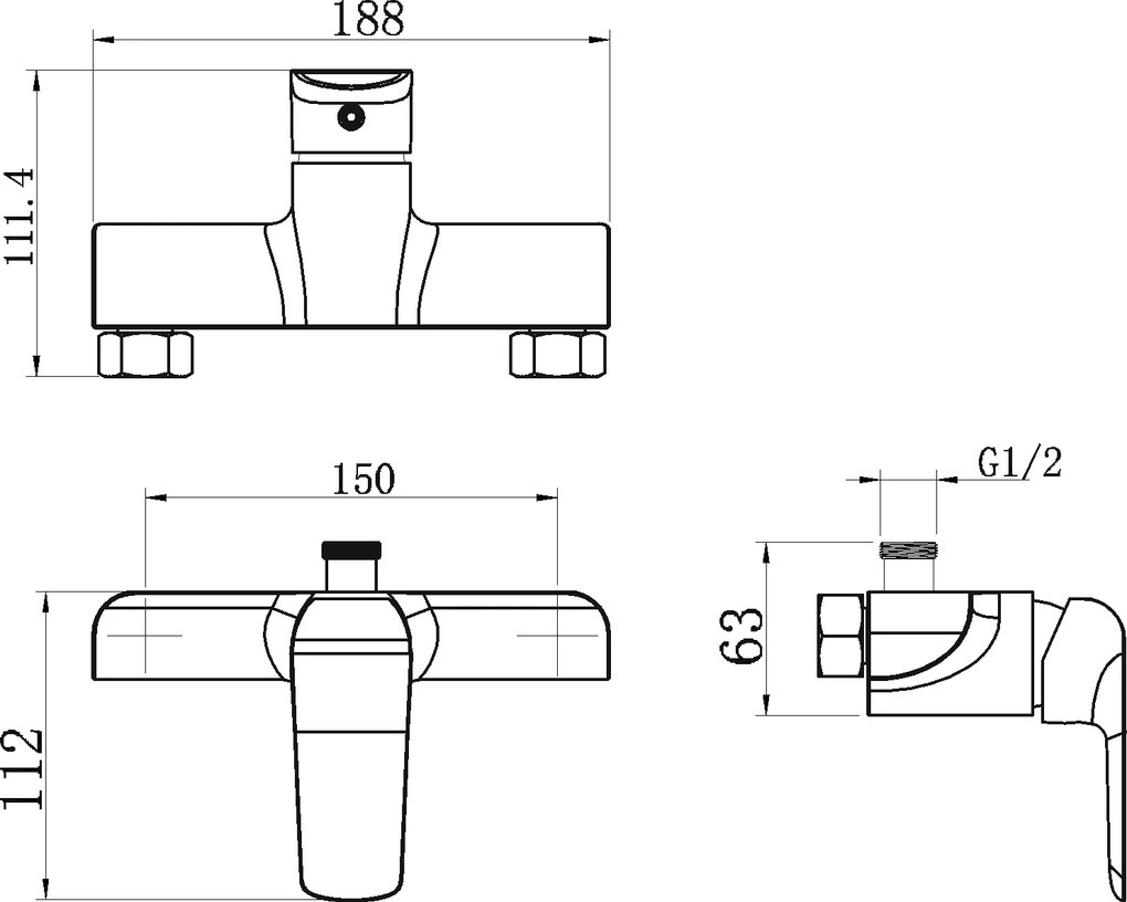 Novaservis Nobless Tina Sprchová nástěnná baterie bez příslušenství, černá, 38062/1,5