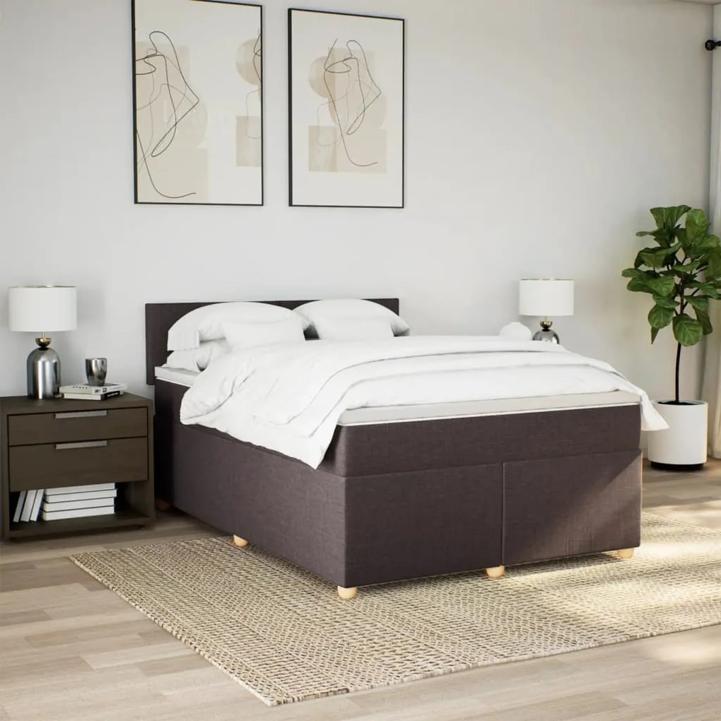 Box spring postel s matrací tmavě hnědá 140x190 cm textil 3286671