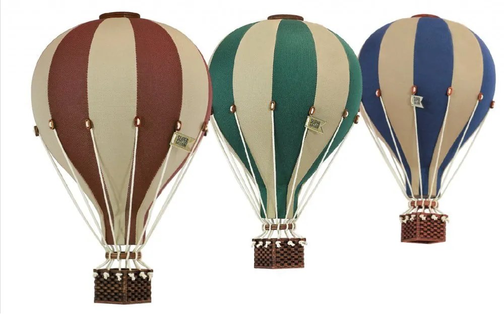 Dekorační horkovzdušný balón –  zelená/krémová - S-28cm x 16cm