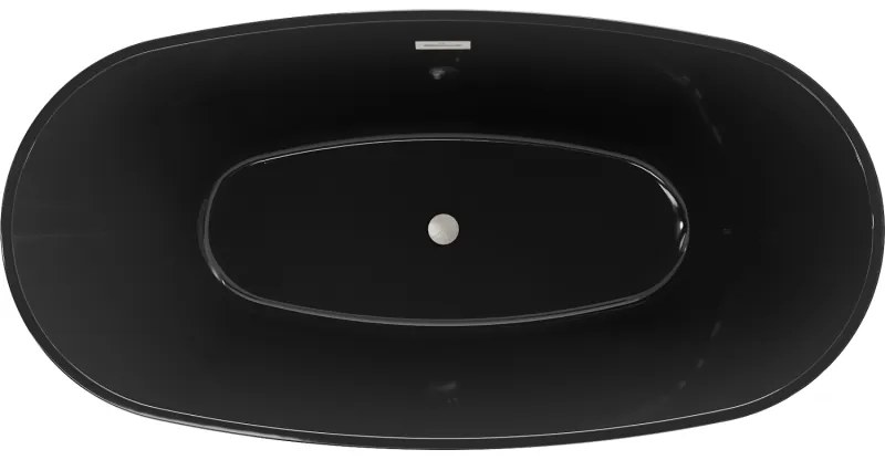 Mexen Eris, volně stojící vana 170 x 80 cm, černá, broušená ocel přepad, 53441708070-97