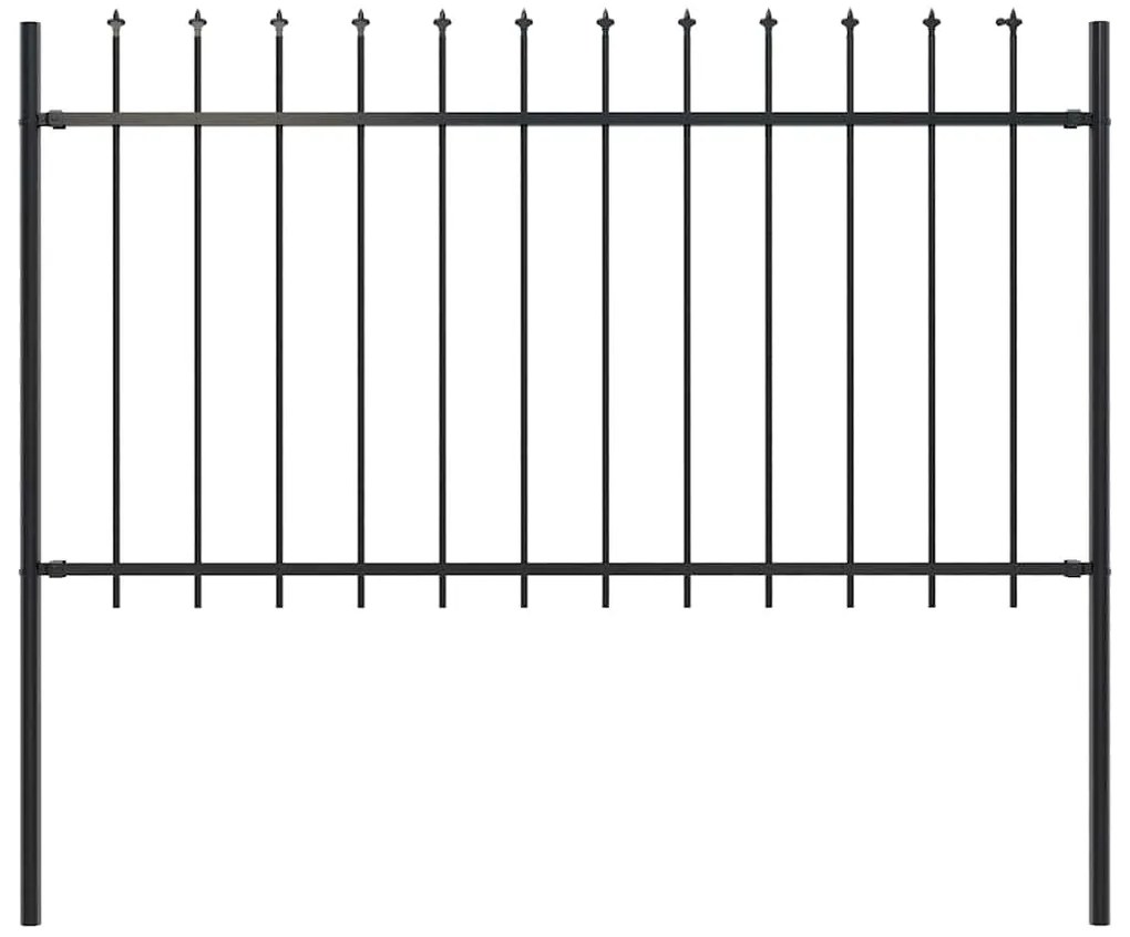 Zahradní plot Woerden s kopím nahoře ocelový 170 x 100 cm černý 144925
