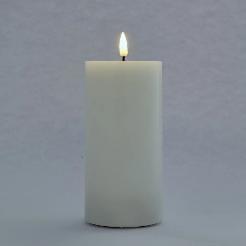 LED svíčka z pravého vosku na baterie, Ø 7,5 × 15 cm, bílá, 2× AA