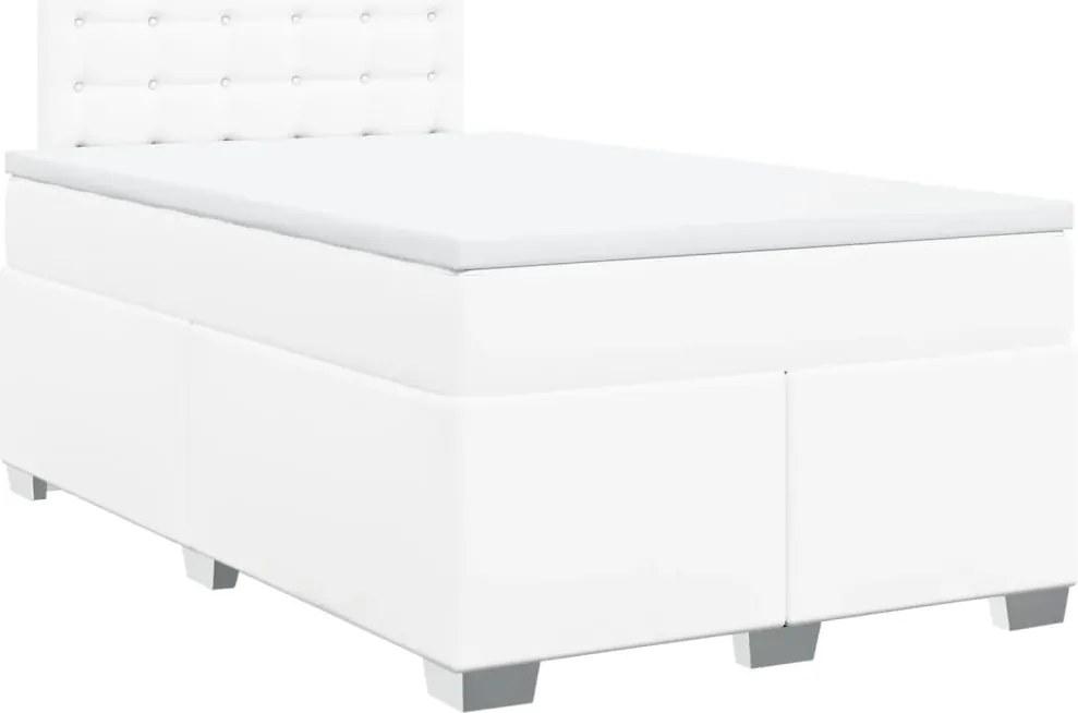 Box spring postel s matrací bílá 120x200 cm umělá kůže 3288417