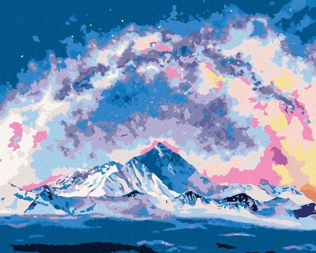 Malování podle čísel mount everest pod mléčnou dráhou, 40x50 cm, bez rámu a bez vypnutí plátna