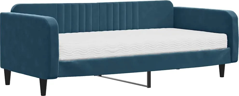 Válenda s matrací modrá 100 x 200 cm samet 3197045