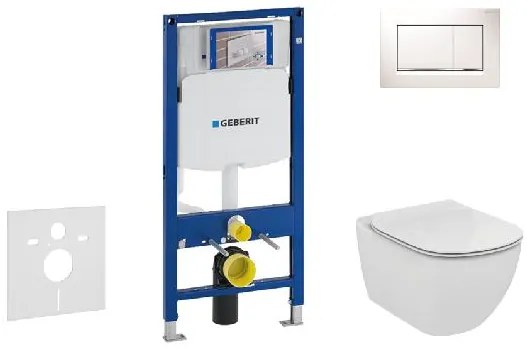Geberit Duofix - Set předstěnové instalace, klozetu a sedátka Ideal Standard Tesi, tlačítka Sigma30, bílá/chrom 111.300.00.5 NF5