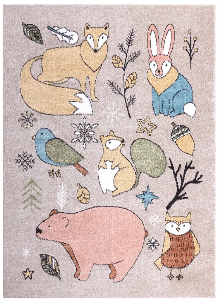 Dywany Łuszczów, Dětský kusový koberec Fun Forester beige, 280x370, vícebarevná, dětský pokoj