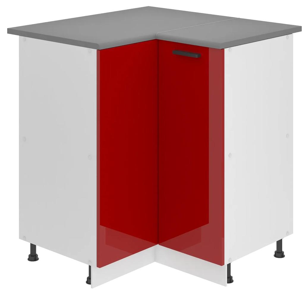 Kuchyňská skříňka Belini Premium Full Version spodní rohová 90 cm červený lesk s pracovní deskou