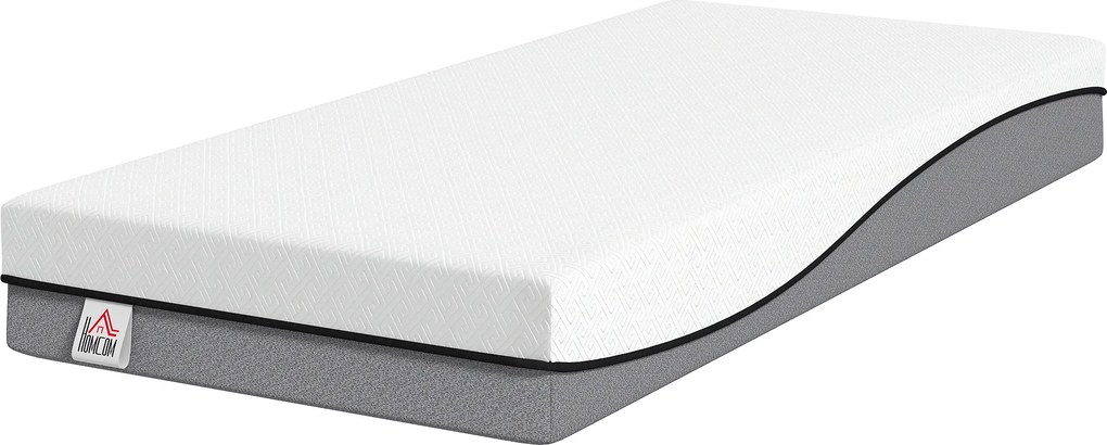 HOMCOM matrace, matrace s kapsovými pružinami, s paměťovou pěnou, zelený čaj, tuhost H3, Oeko-TEX & CertiPUR, 200x90x20 cm, šedá
