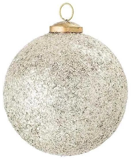 Bloomingville Vánoční baňka Vintage Silver Dust Ø 13 cm, stříbrná barva, sklo, kov
