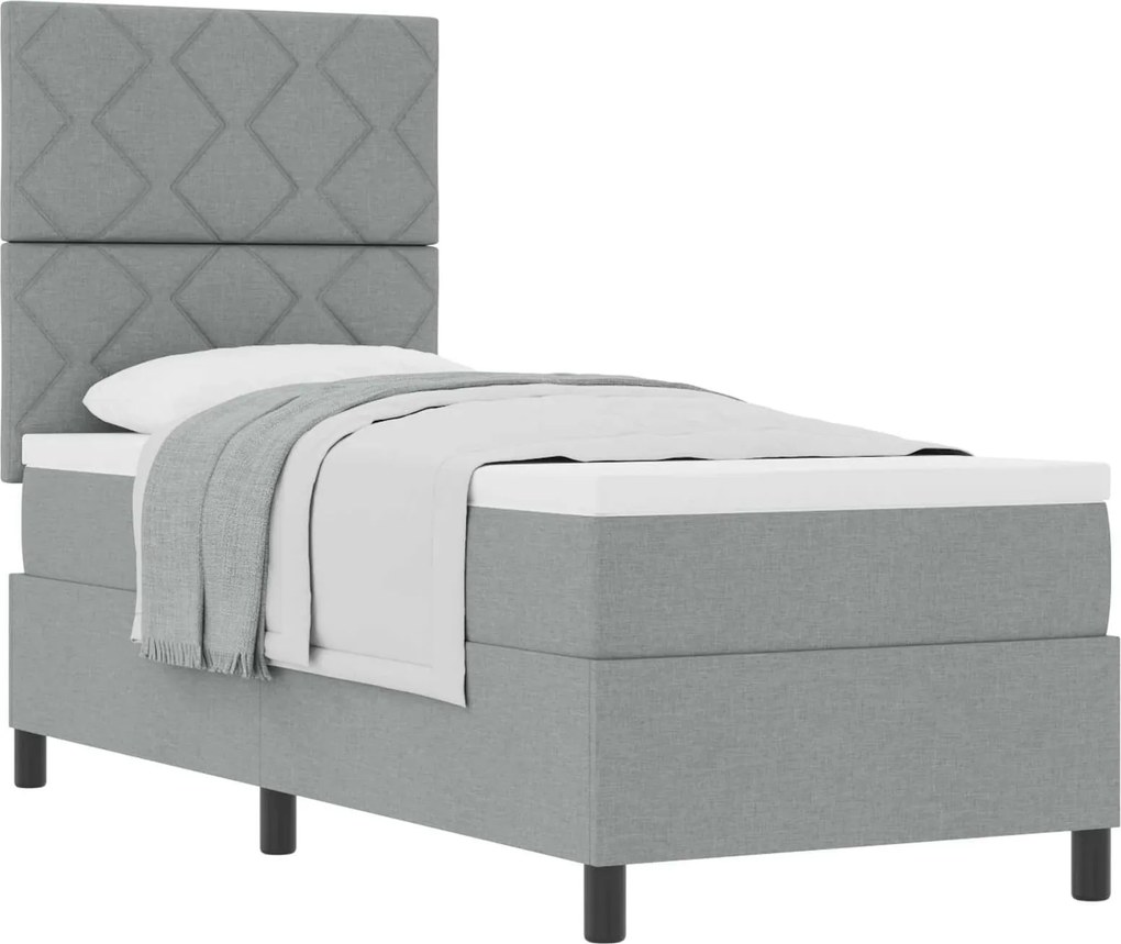 Postel s boxspringem s čelo Světle šedá 80 x 200 cm textil 3339420