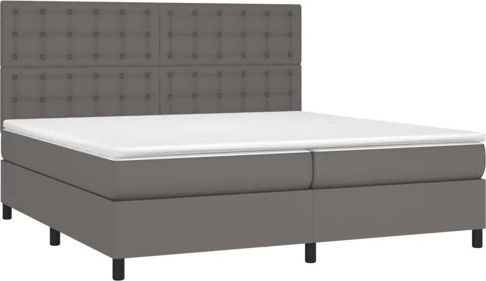 Box spring postel s matrací šedá 200x200 cm umělá kůže 3142867