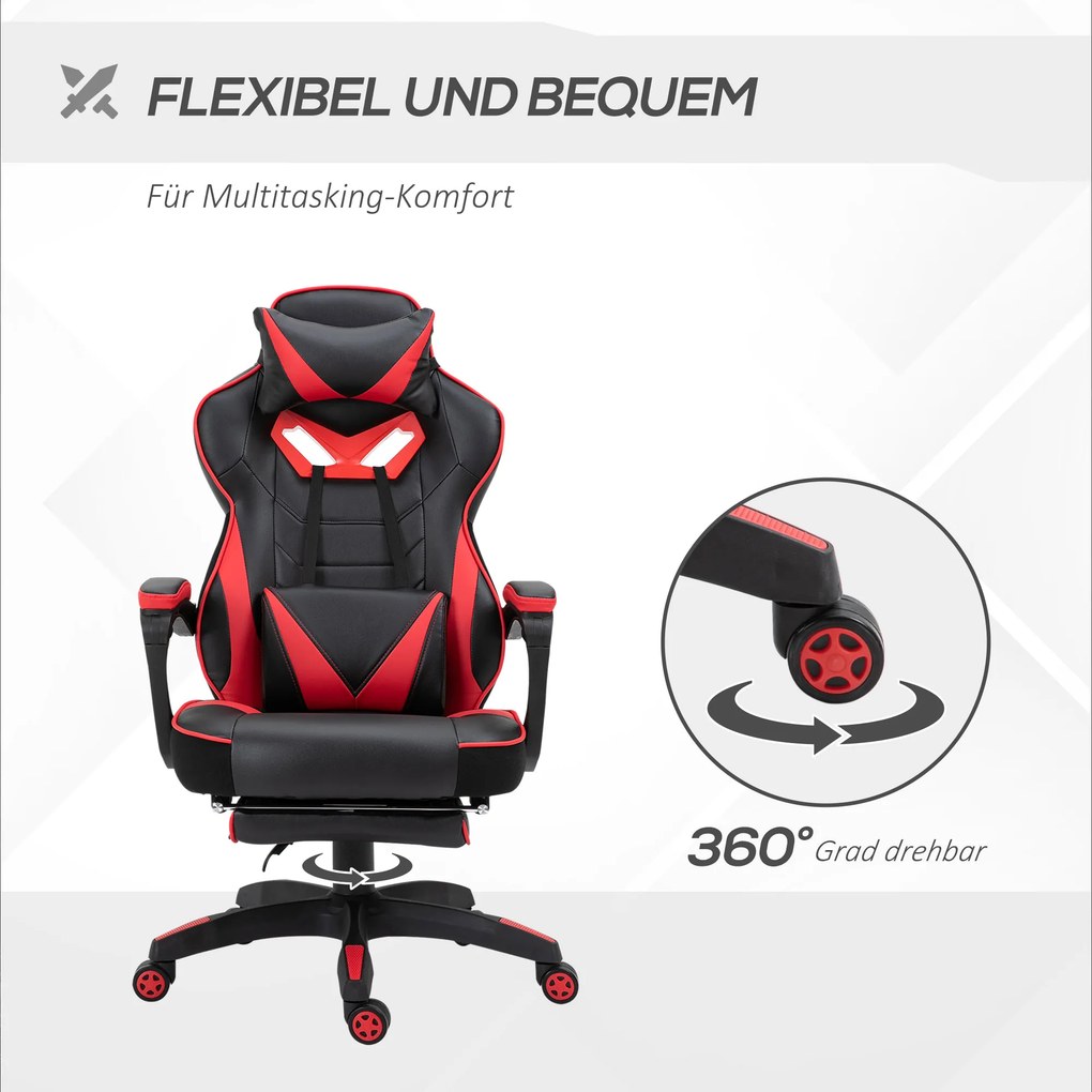 Vinsetto Kancelářské křeslo HOMCOM herní křeslo s masážní funkcí manažerské křeslo koženka výškově nastavitelné černá modrá Š68xH69xV108-117cm pro po…