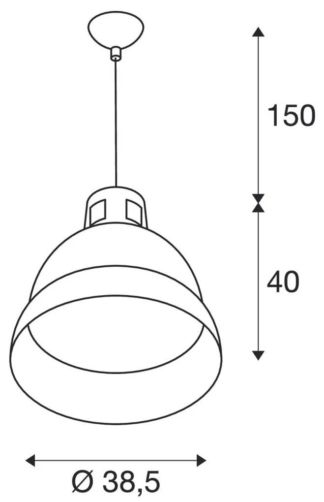 SLV 165359 Para 380, černé industriální závěsné svítidlo 1xE27, průměr 38,5cm