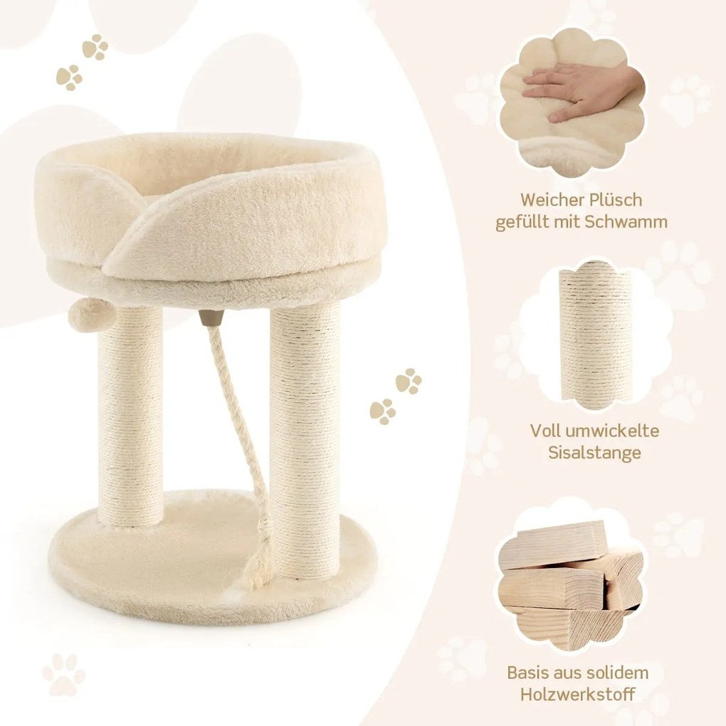 Costway Cat Tree Cat škrabadlo s měkkým sedákem sisalová věž pro kočky, béžový