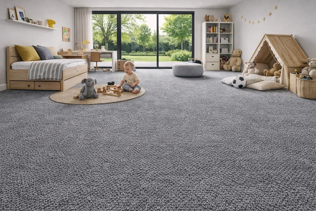 Lano, Metrážový koberec Aura 850, na míru, šíře 4m,5m, šedá, ab (mřížka), chodba / předsíň